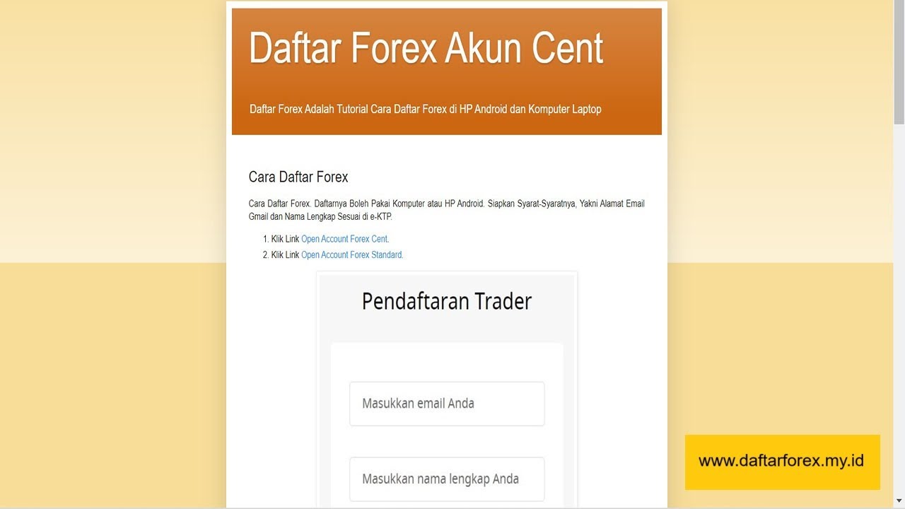 Tutorial Caranya Daftar Forex Account Cent - YouTube