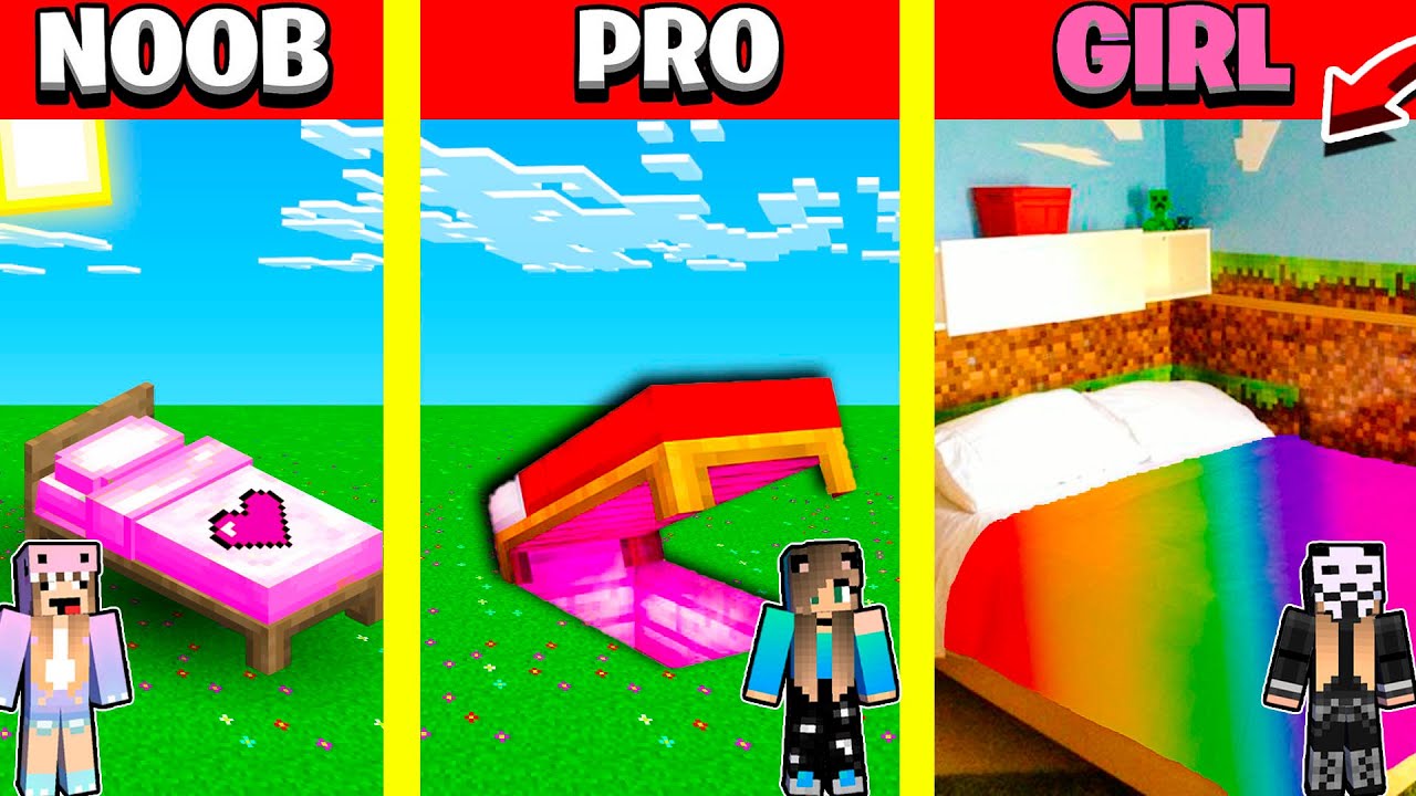 Minecraft Battle: INSIDE BED BASE HOUSE BUILD CHALLENGE - NOOB vs PRO ...