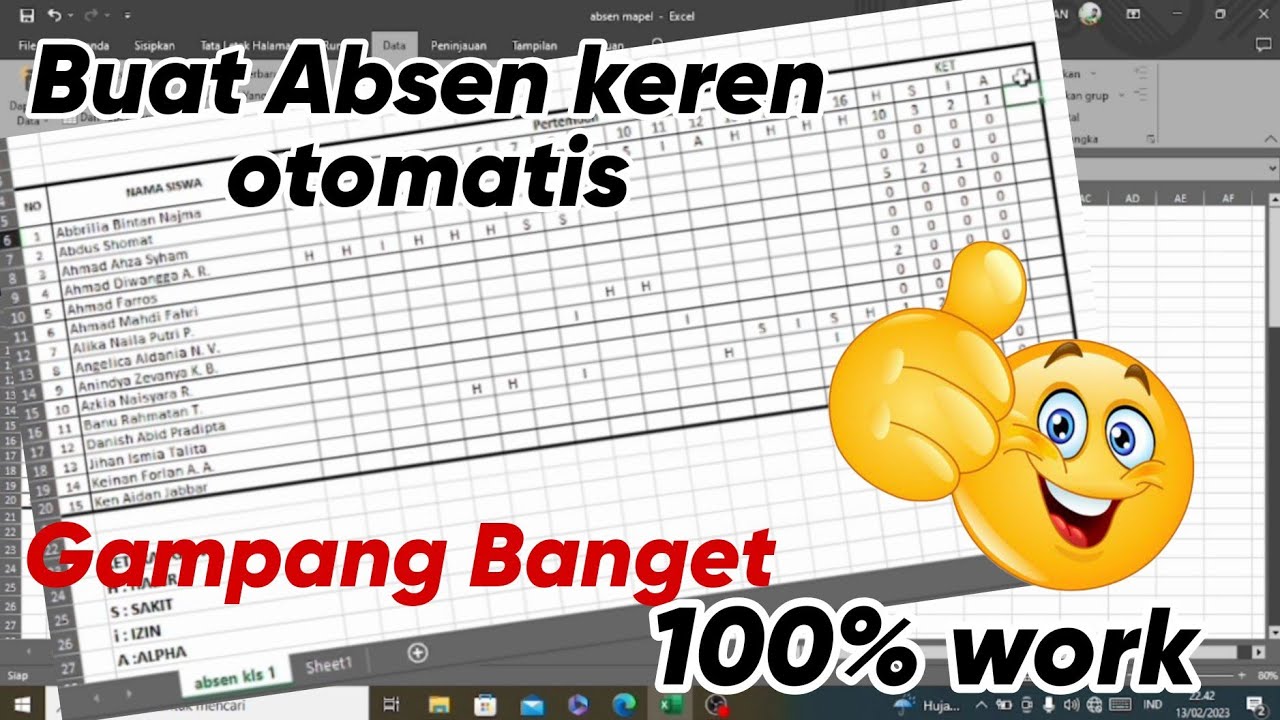 ️ ️Mudah Banget👌👌 Cara buat absen otomatis di Excel - YouTube