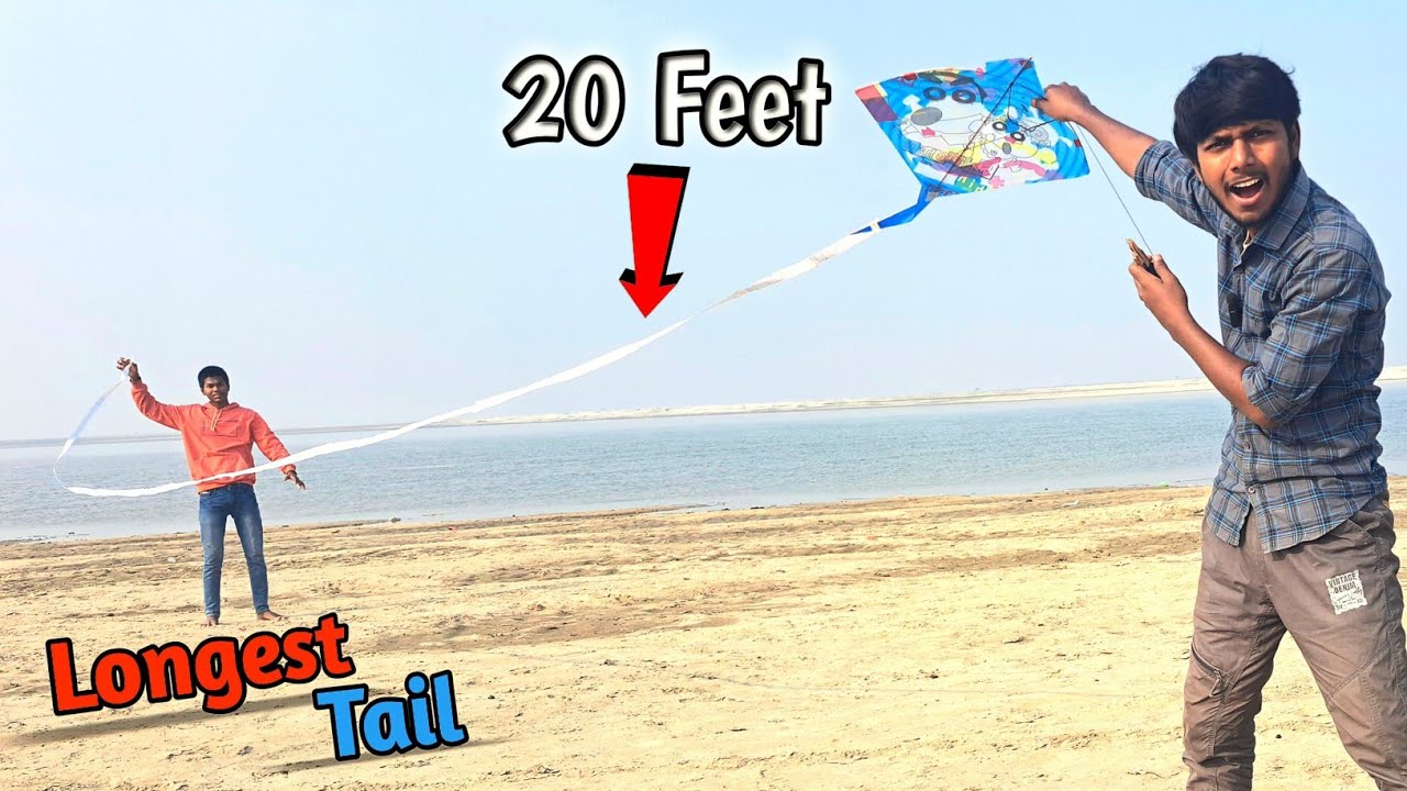 20 Feet Long Kite Tail Flying Challenge - पतंग की सबसे लंबी पूँछ ...