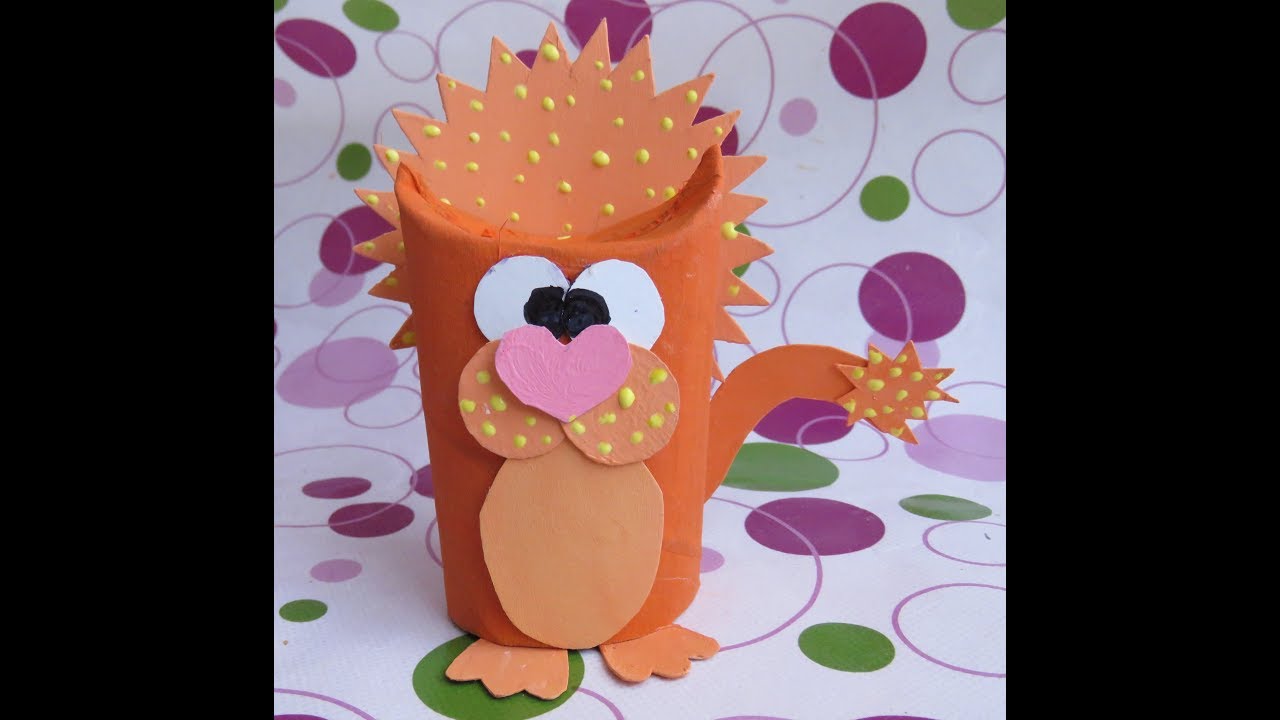 Leon hecho con tubo de papel - YouTube