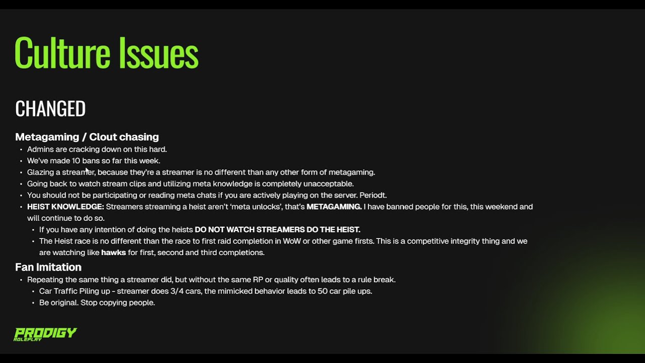 Ravage Holds Prodigy RP Community Meeting Addressing Issues, New Rule ...