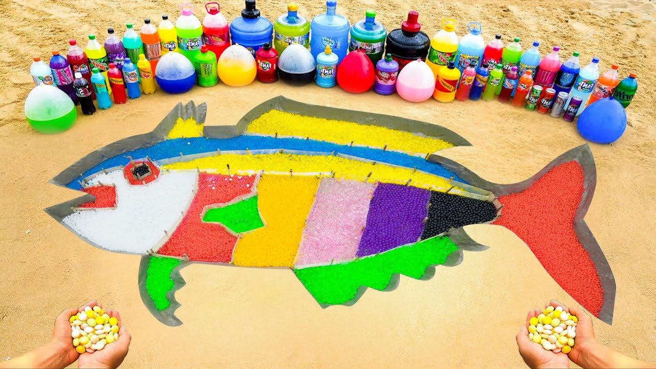 How to make Rainbow Fish with Orbeez, Big Coca Cola, Pepsi, Fanta and ...