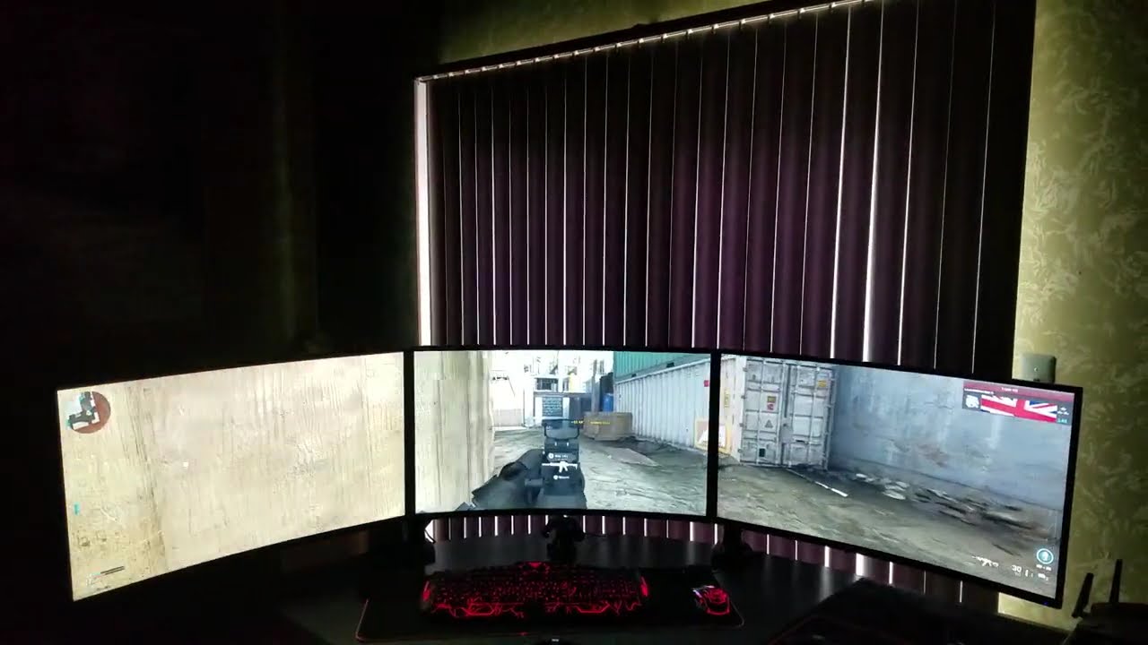 3X32 inch curved monitor setup - YouTube