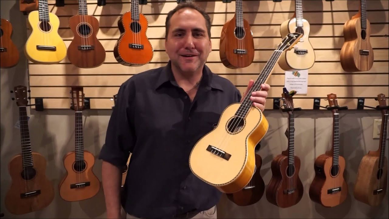OhanaTK-80G All Solid Port Orford Cedar/Myrtle Tenor Ukulele - Demo by ...