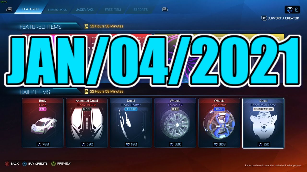 ROCKET LEAGUE ITEM SHOP | JAN-04-2021 | RL Item Shop Today - YouTube