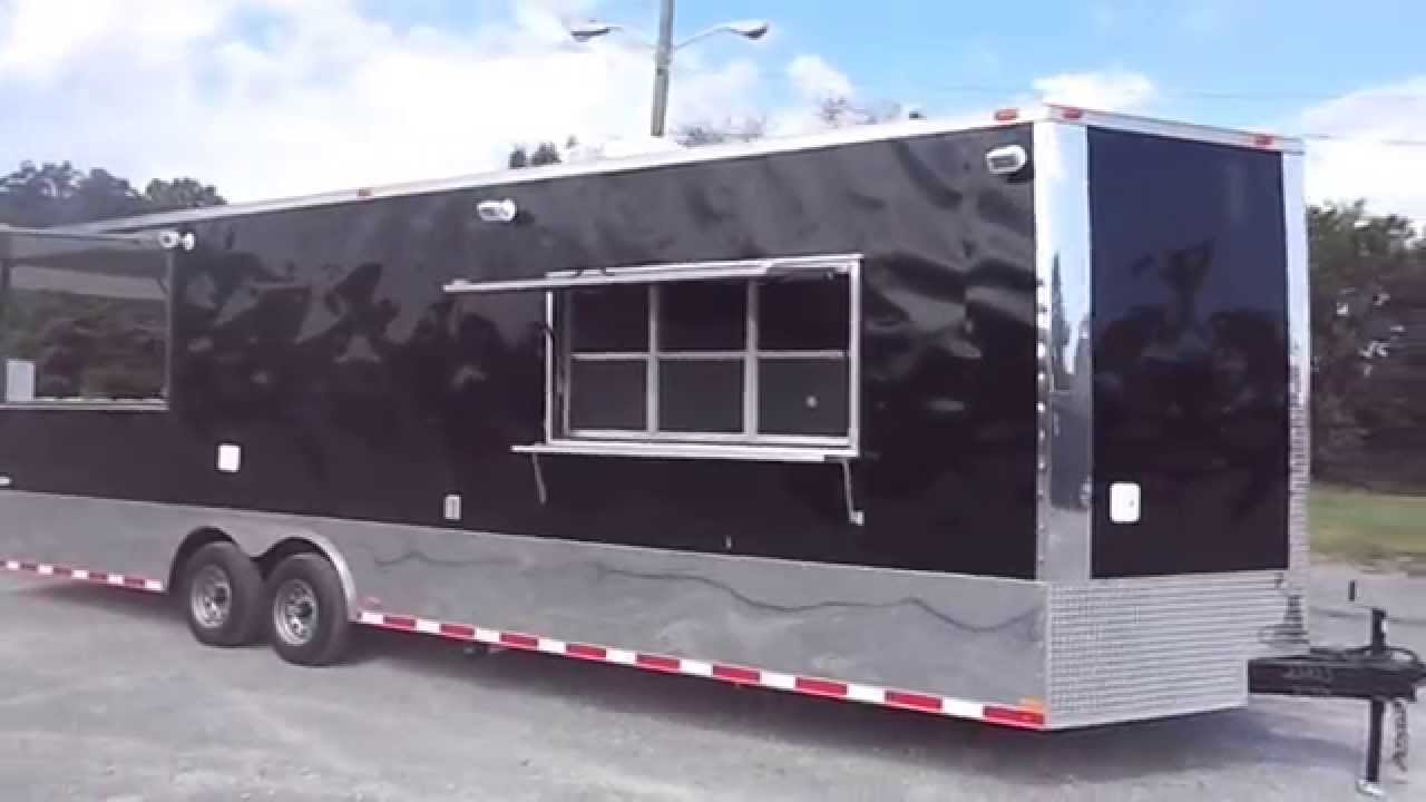 Enclosed 8.5'x28' BBQ Smoker Concession Trailer (Black) Food Catering ...