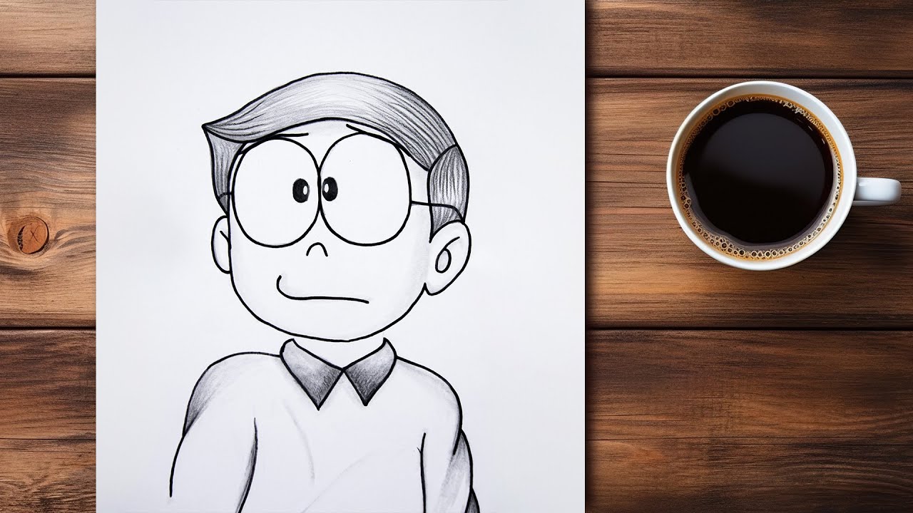 Step-by-Step Guide to Drawing Nobita Nobi from Doraemon | Easy Tutorial ...