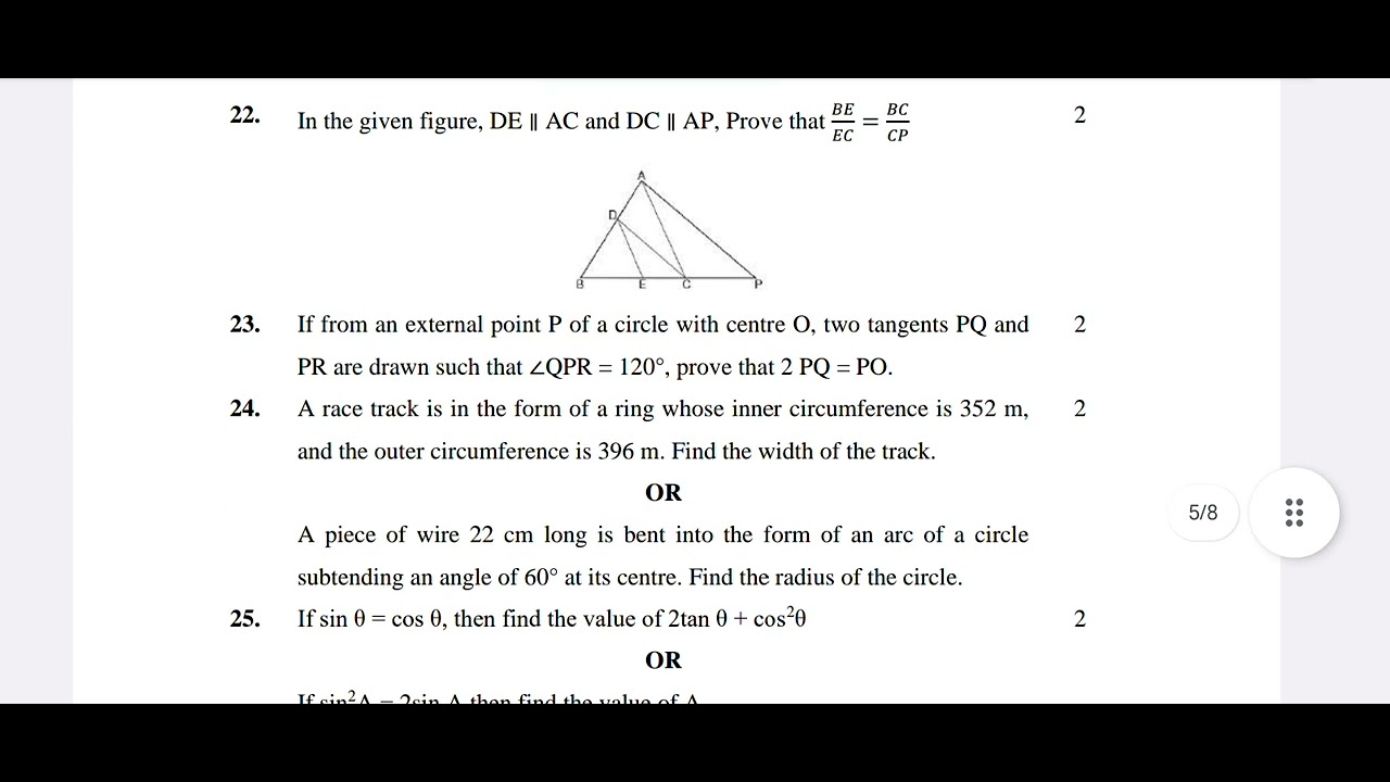 Maths 10th class sample Paper board exam maths class 10th sample paper ...