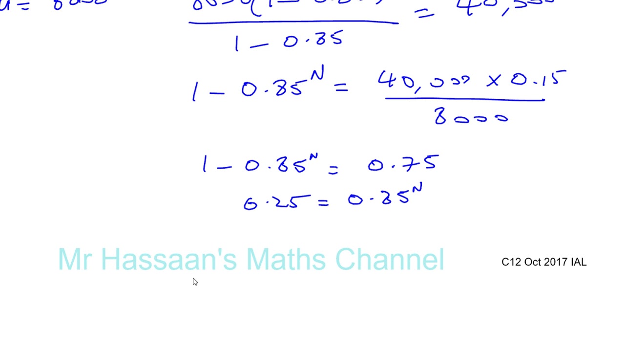 EDEXCEL IAL C12 OCT 2017 Q14d Geometric Series - YouTube