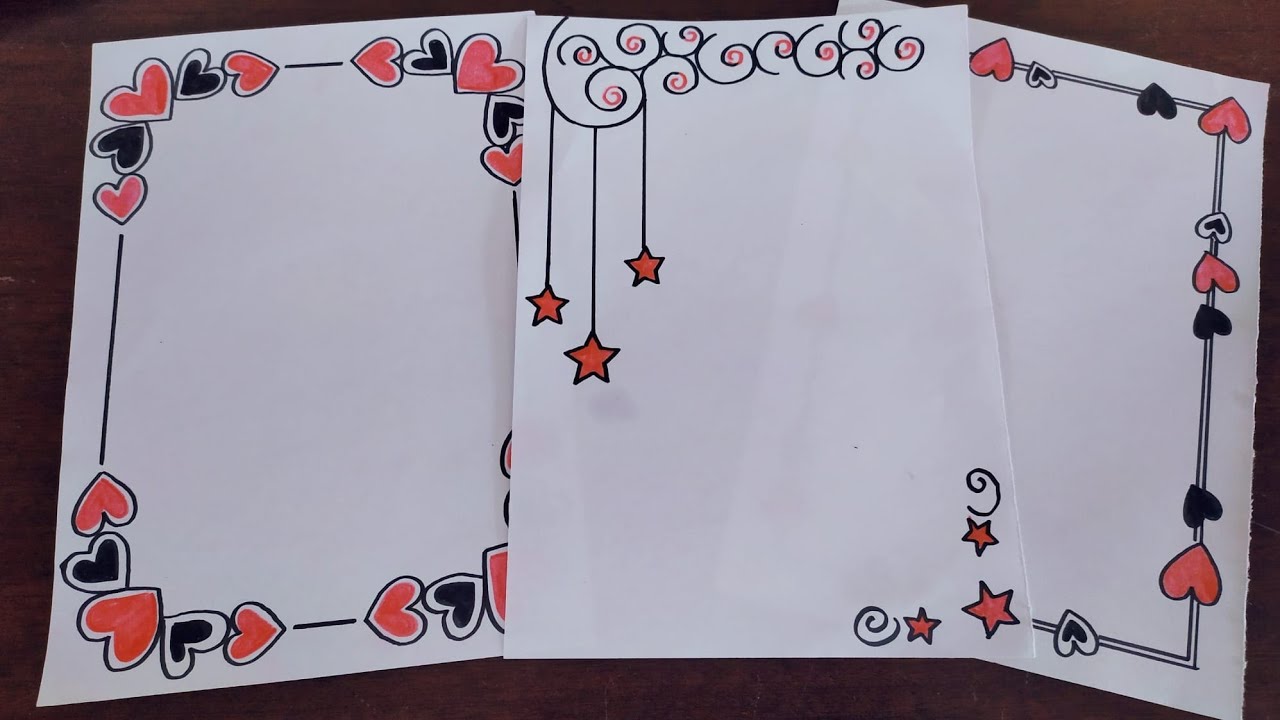 3 Easy Red & Black Border Designs || Project Border || Project ...