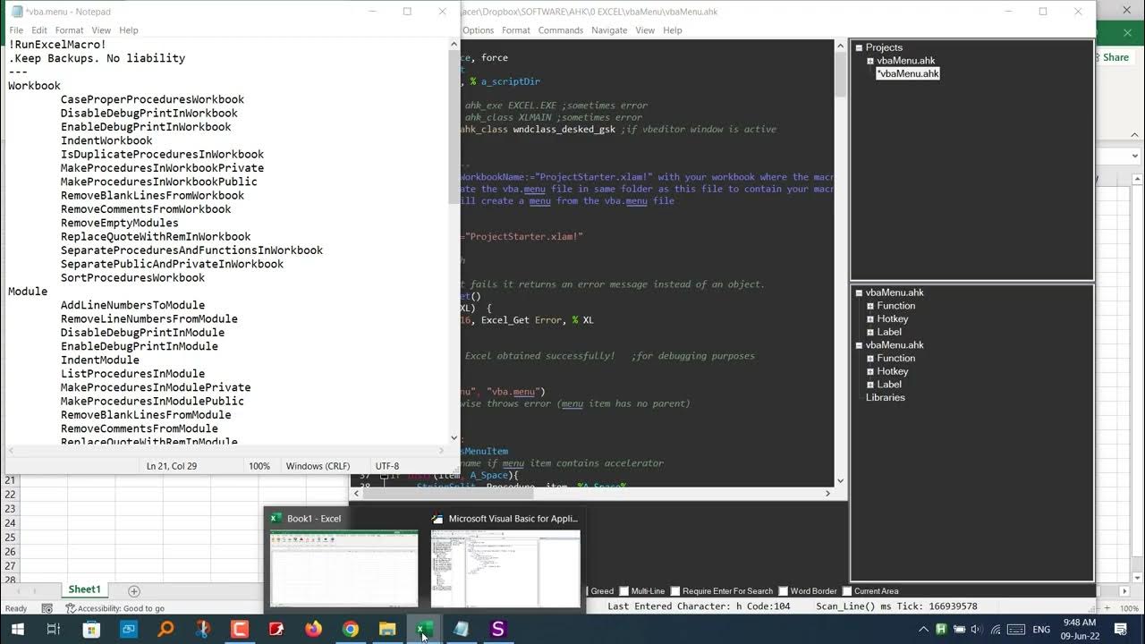 VBA AHK AutoHotkey Macro Runner Menu Popup variant with ezMenu - YouTube