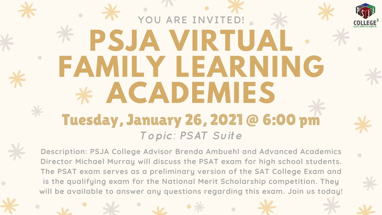 PSJA Virtual Family Learning Academy: PSAT Suite - YouTube