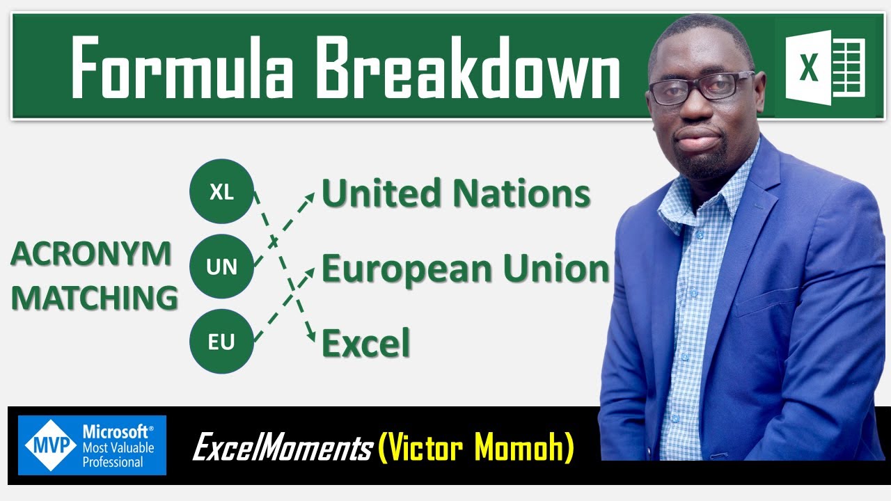 Excel Challenge: Formulas to extract and match acronyms - YouTube