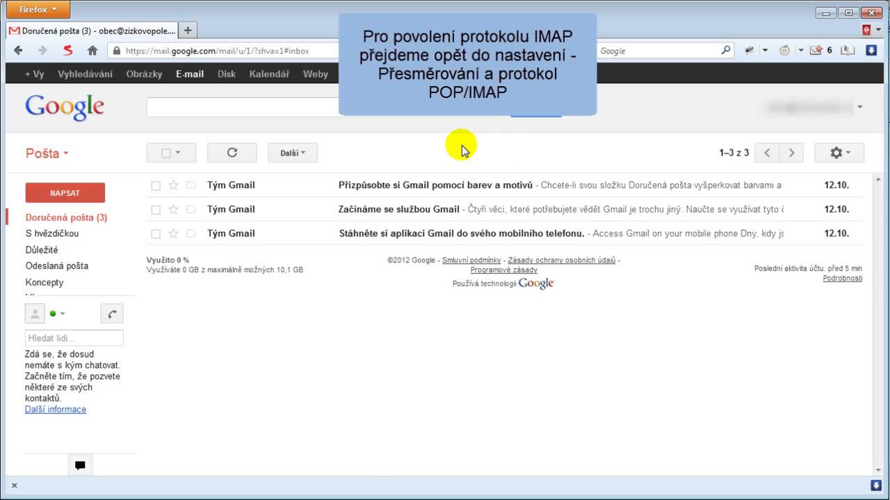 Google mail - povolení protokolů POP a IMAP - YouTube