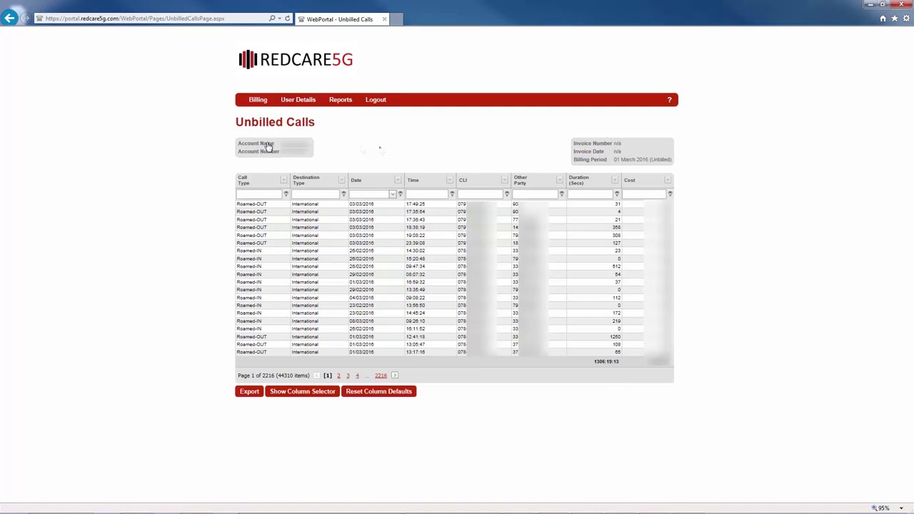 Online Billing | Manage the cost of calls made | Redcare5G