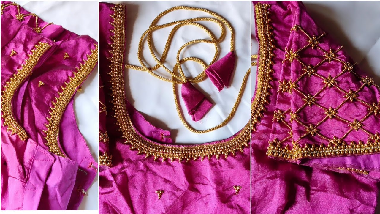 Aariwork 10 #beautiful aari work blouse back neck model #Dhaksh_aari ...