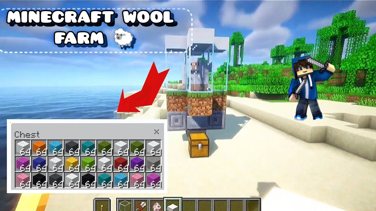 Minecraft Automatic Wool Farm 🐑 for Survival #minecraft #survival - YouTube
