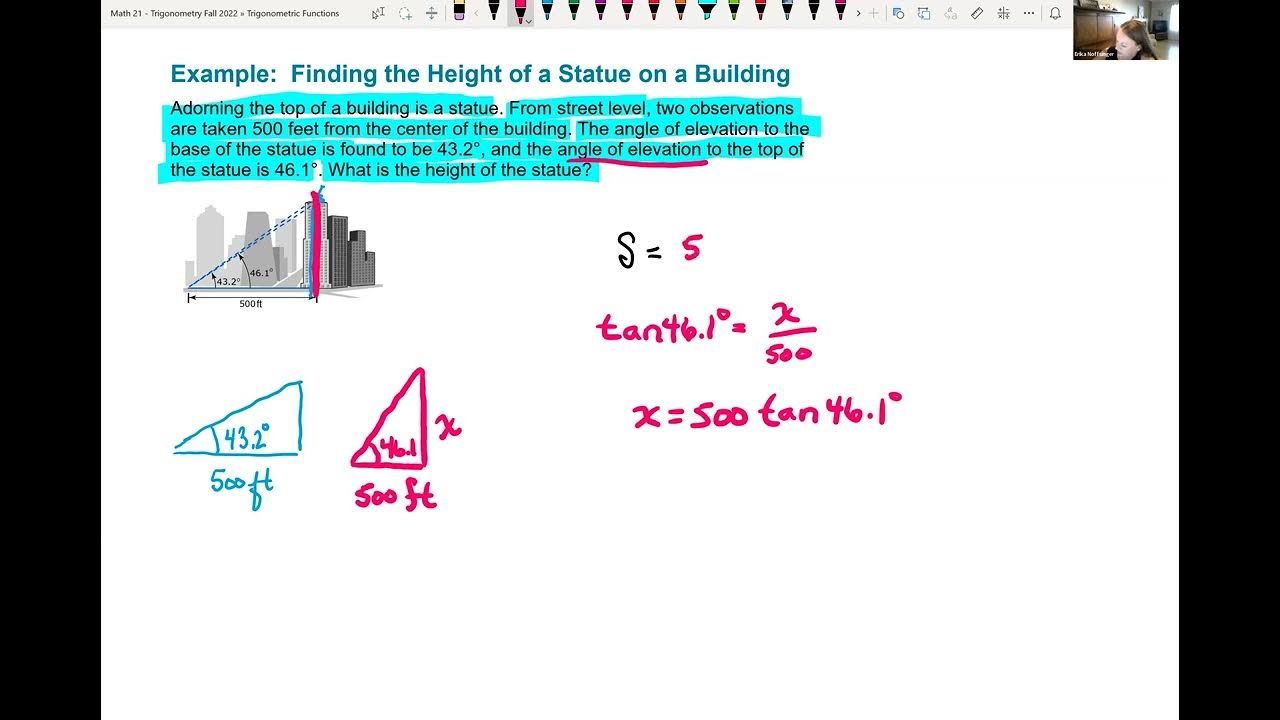 Right Triangle Trigonometry Application - Finding the Height of an ...