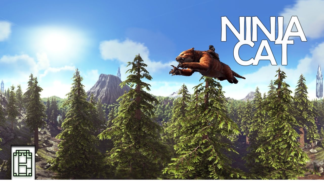 NINJA CAT CHALLENGE | REDWOOD TREE JUMPING | THYACOLEOS | ARK: survival ...