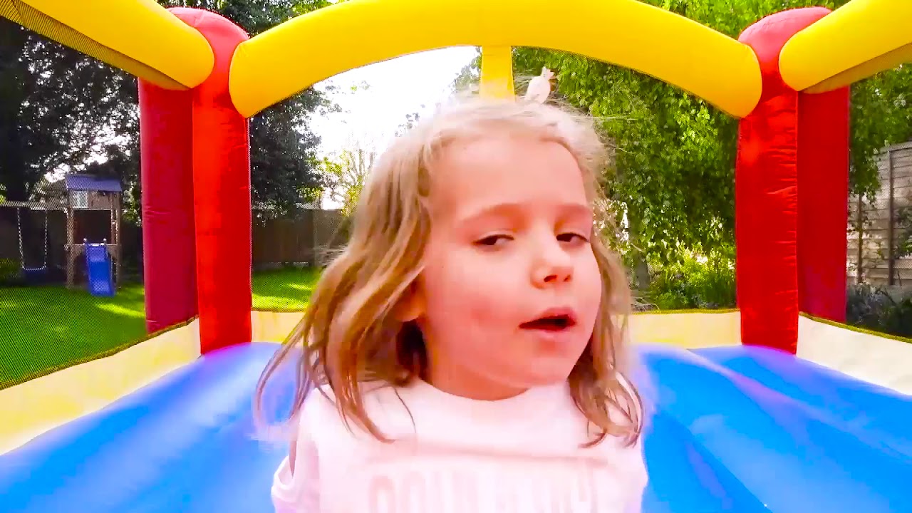 Katy and Max play with Inflantable giant toys - YouTube