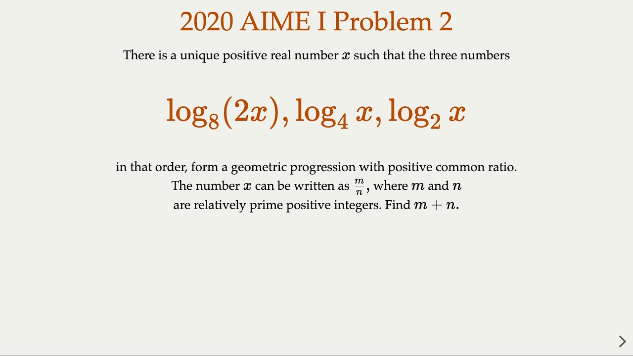 Mastering Logarithms: 2020 AIME 1 Problem 2 - YouTube