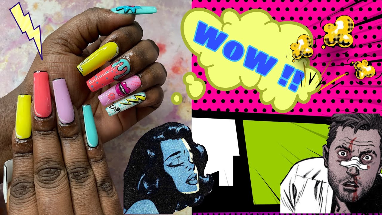 Comic book nail art | Trending on Social Media | Easy Design - YouTube