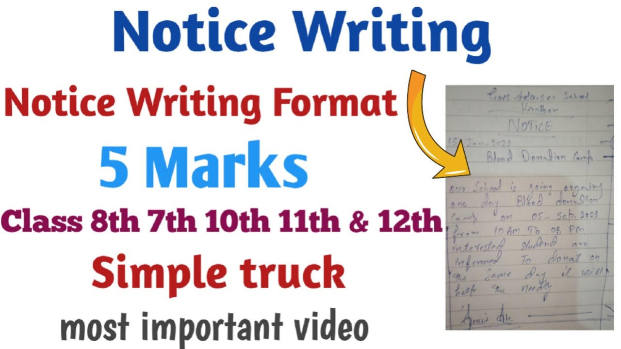 Notice Writing | Notice Writing Format | 💥 5 Marks💥 | Notice Writing ...