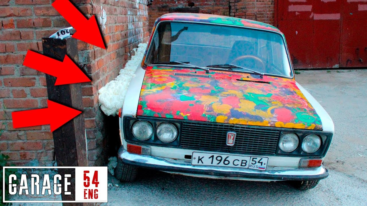 Sticking a car to the wall with construction foam - YouTube