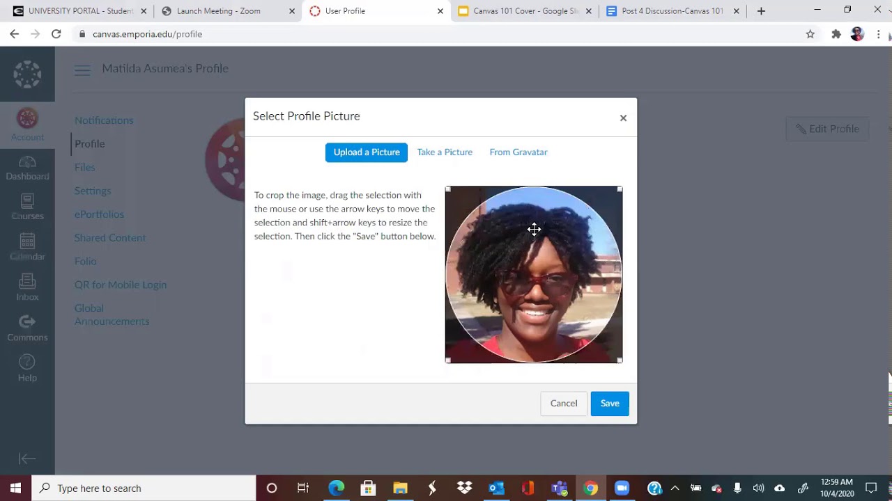 Dashboard, Settings, and Profile in Canvas Learning Management System ...