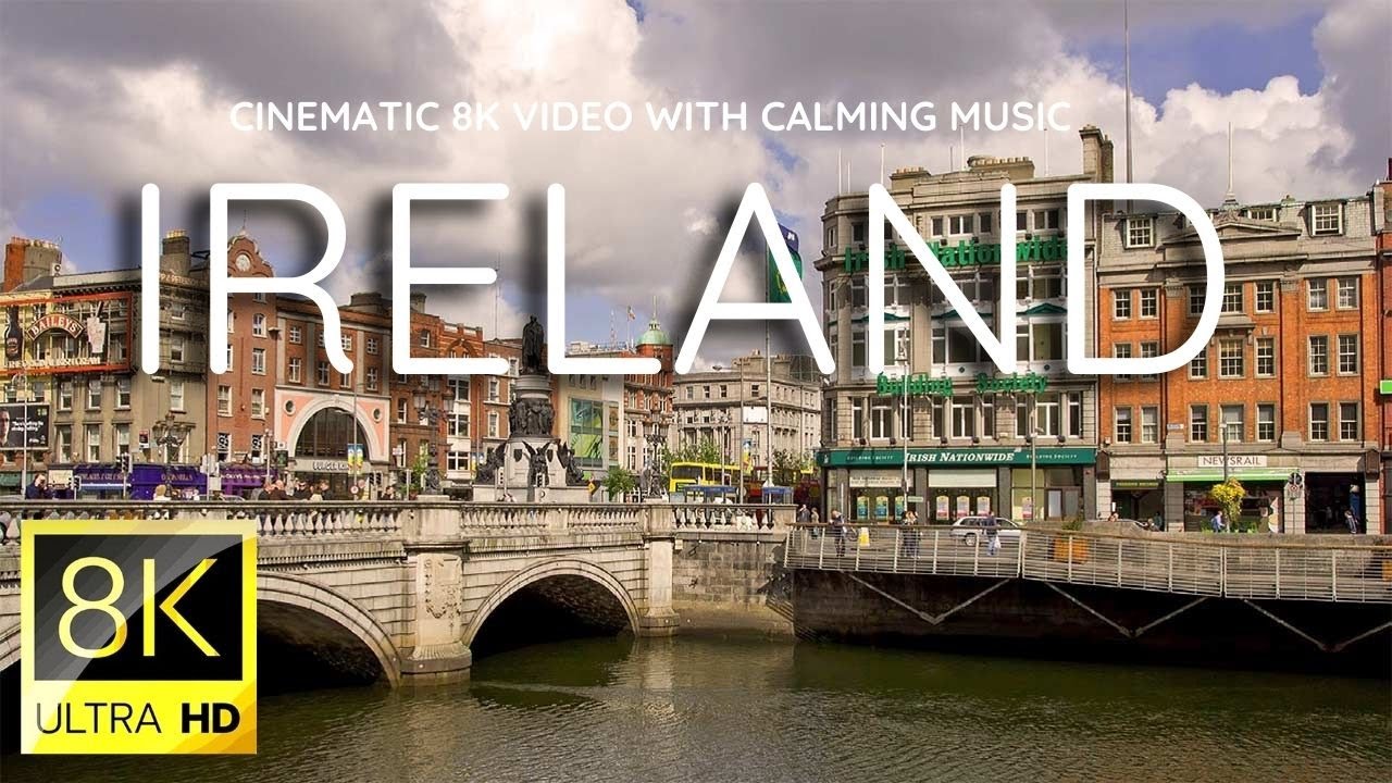 Ireland from the sky, relaxing music cinematic background 8K Video ...