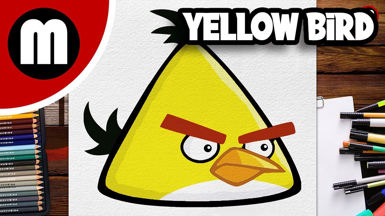 Vẽ Yellow Bird (Angry Birds) | How to Draw Yellow Angry Birds | Mew Mew ...