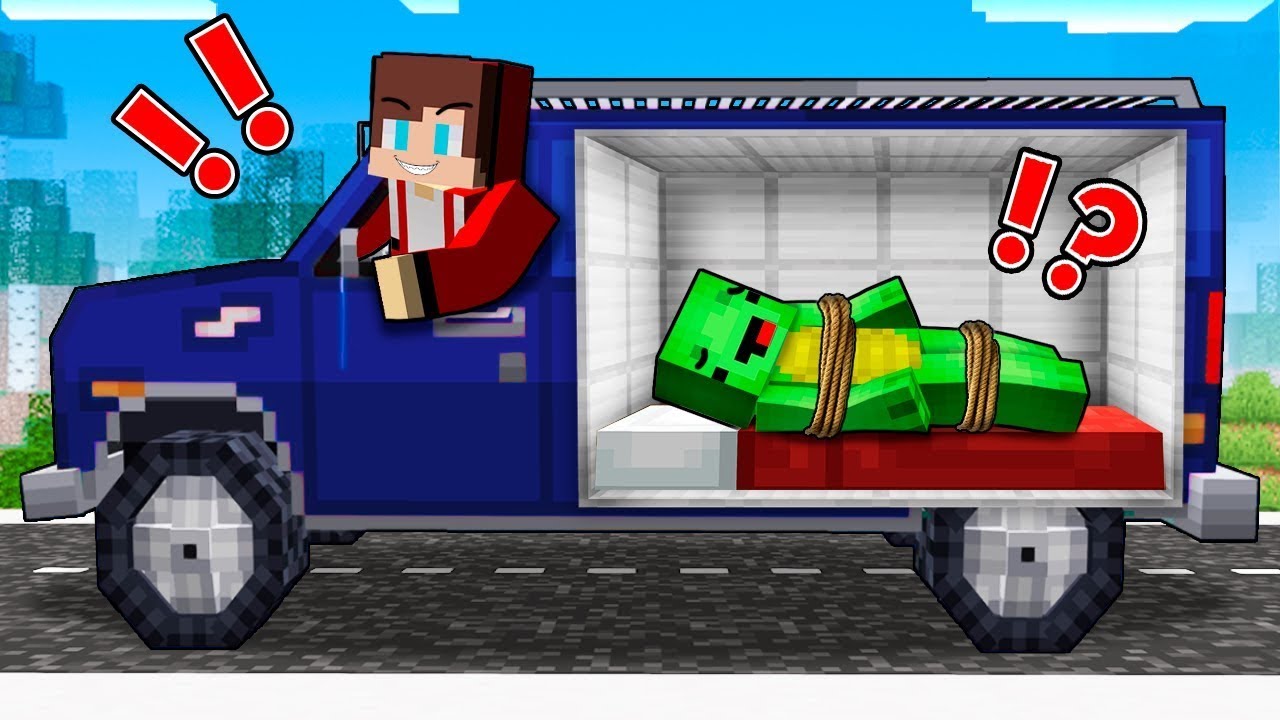 JJ kidnapped MIKEY in a car TRUNK challenge in Minecraft PE - Maizen ...