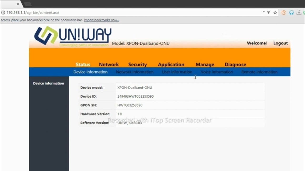 Uniway Router Configuration Model UW-315VPW-AC/XPON-Dualband-ONU Router ...