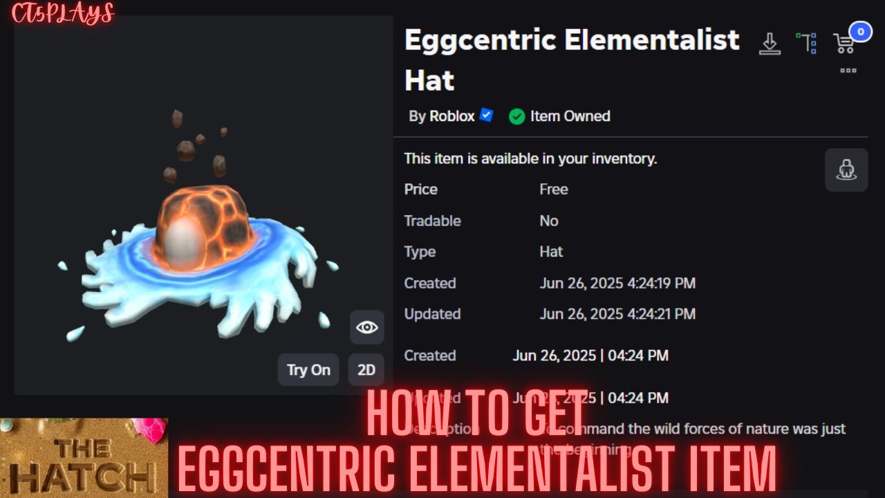 HOW TO GET Eggcentric Elementalist Hat item (Roblox The Hatch Event ...