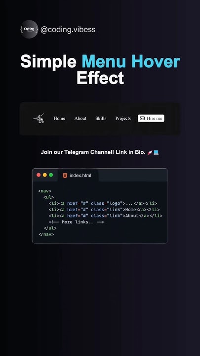 Simple Menu Hover Effect using HTML and CSS! 🤯⚡#shorts - YouTube