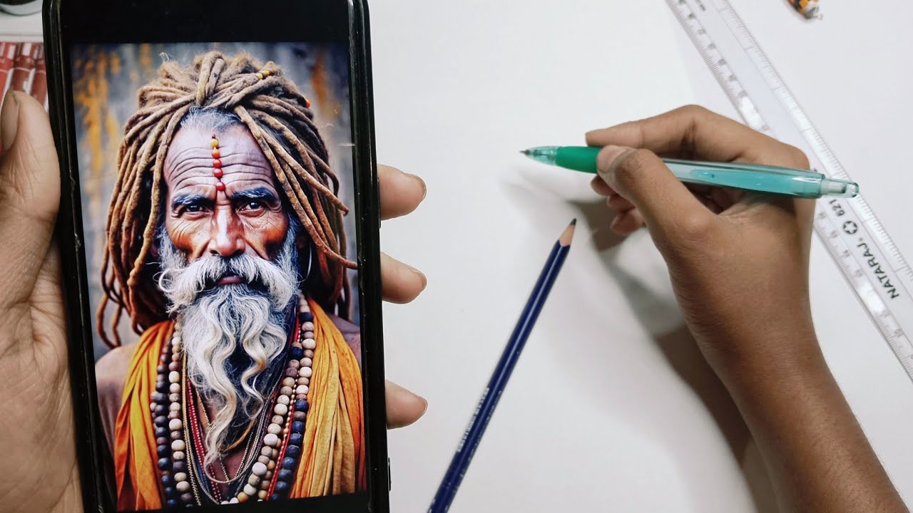 Mahakumbh Special Drawing | Sadhu Drawing | Outline Tutorial😍 - YouTube