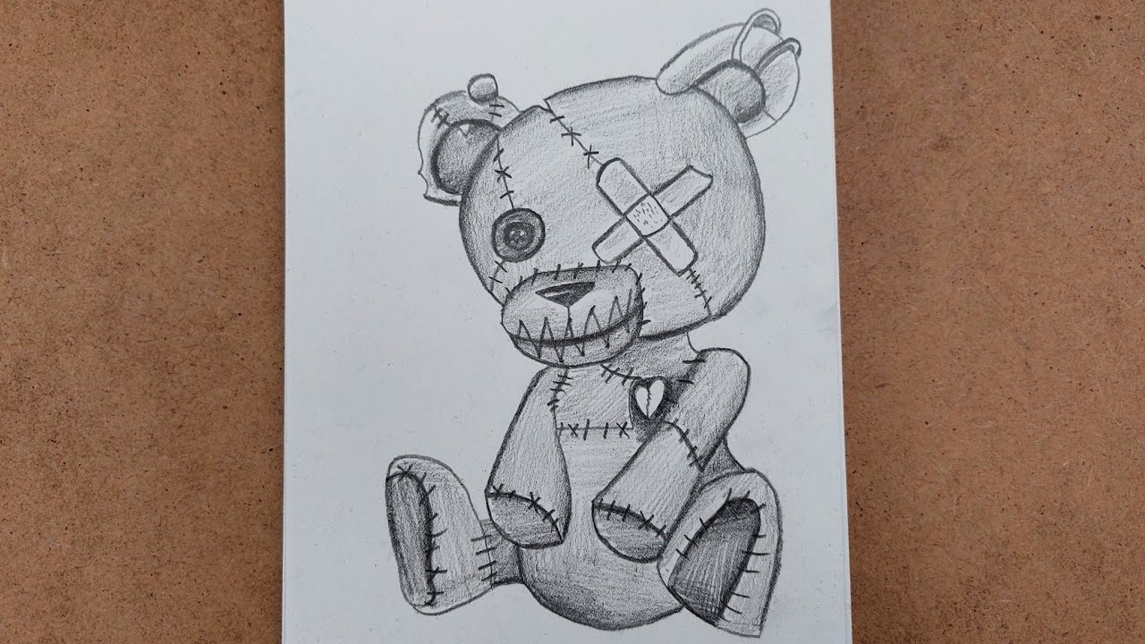 Sad Teddy Bear Drawing Premium Vector | Vector Graffiti Hand Drawn