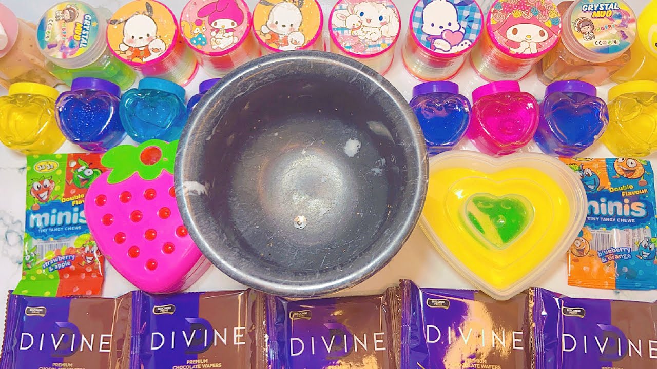 Mixing Random Things Into Glossy Slime Rainbow Slimes Mixing & Crushing Asmr - YouTube