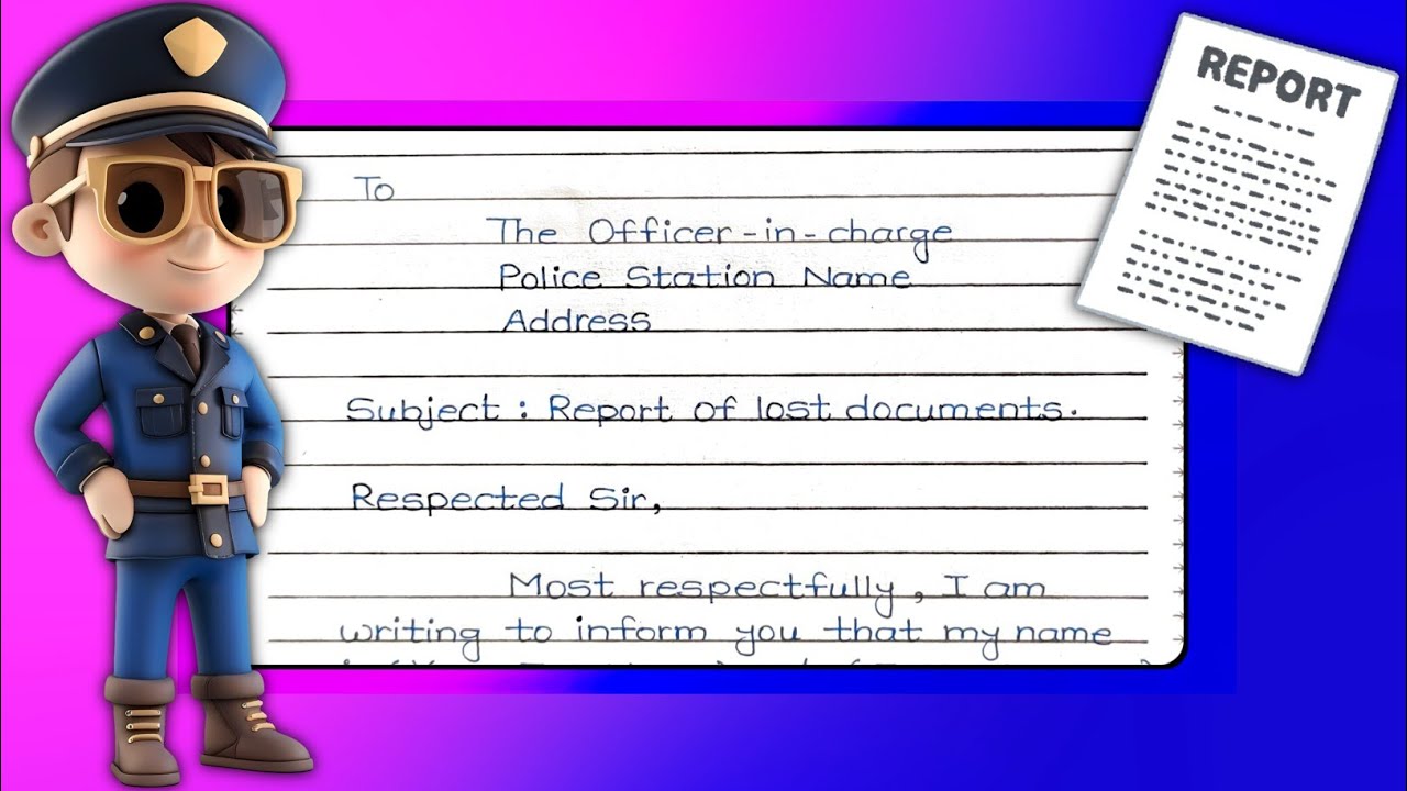 Application To The Police Station For Missing Documents | How To Write ...