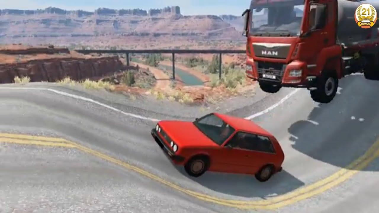 Cars vs Massive Potholes BeamNG Drive || BeamNG 21 Rex || Car accident ...