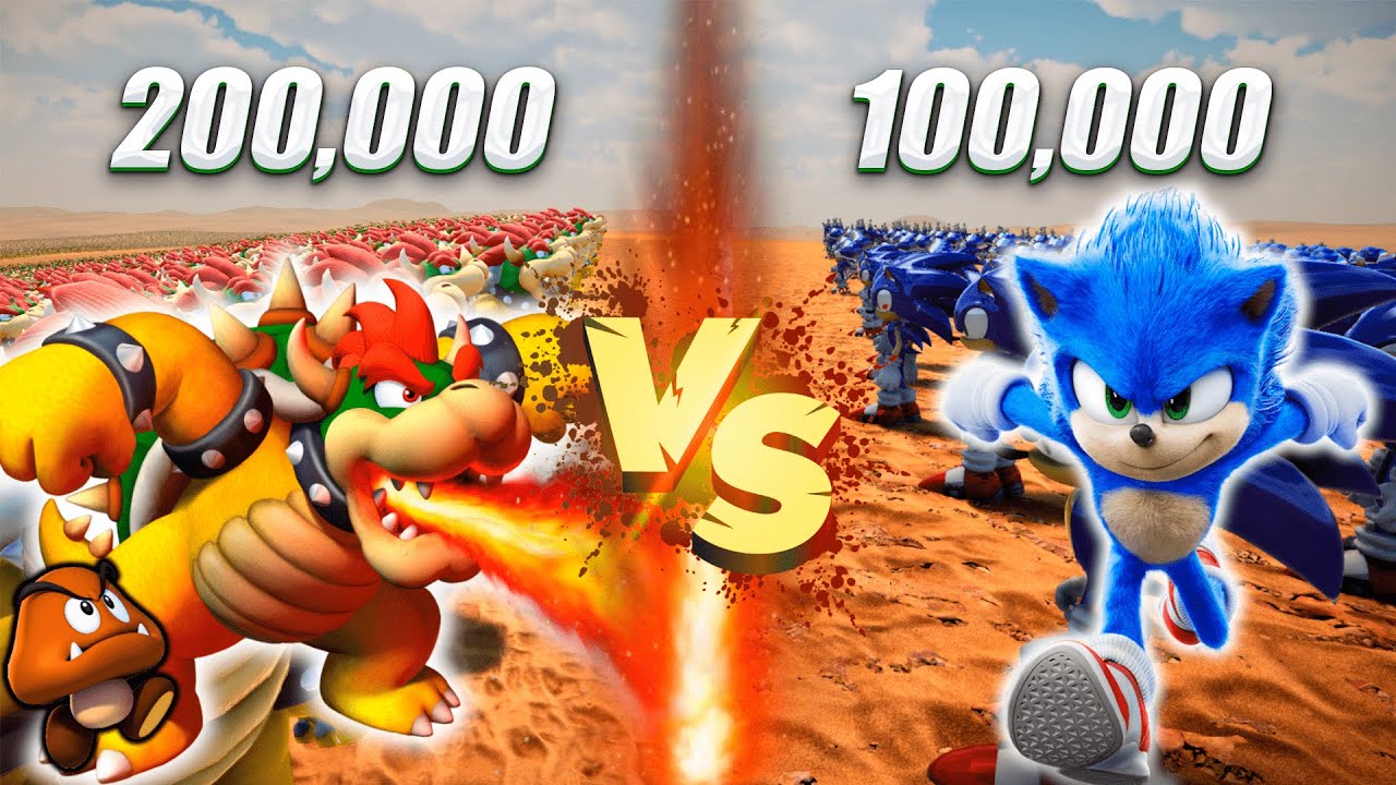 Who is stronger? 100,000 Sonic VS Mario army 200,000 - YouTube
