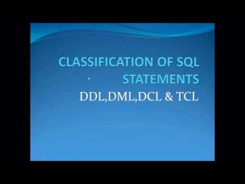 SQL-DDL, DML, DCL & TCL statements - YouTube