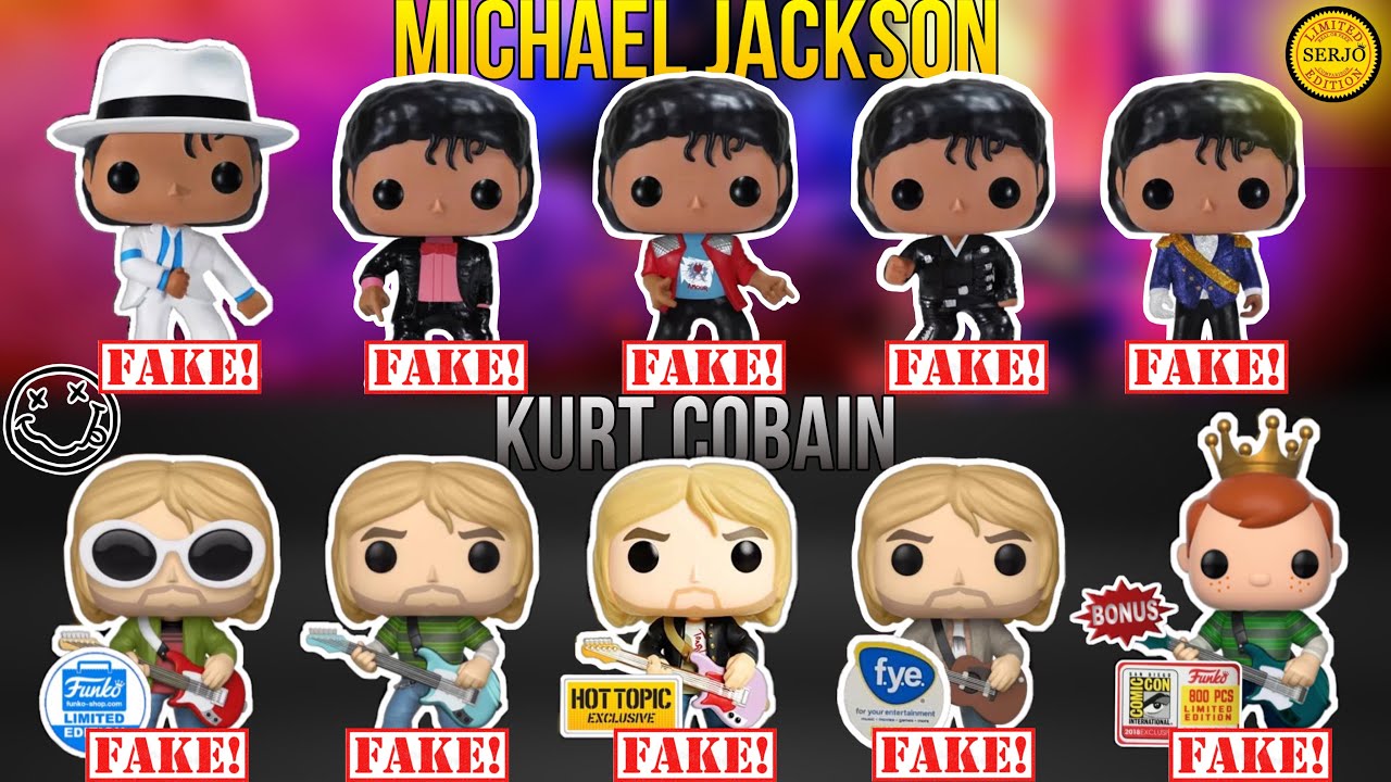 Comparisons of all fakes by Funko POP! Rock! Michael Jackson! Kurt ...