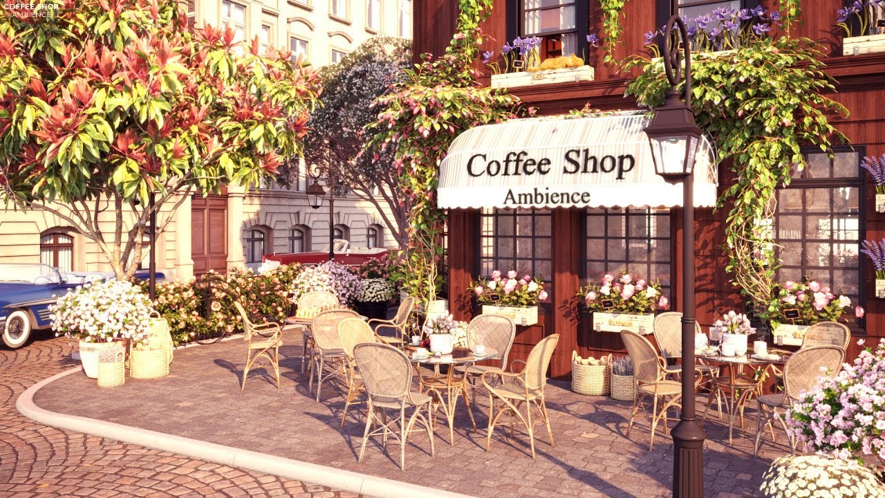 Spring Morning Coffee Shop Ambience with Relaxing Jazz Music - YouTube