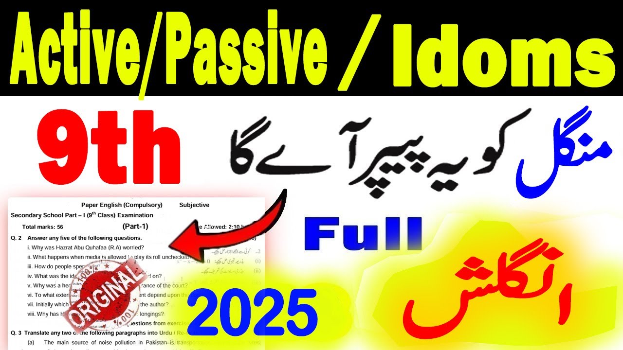Class 9 English 2025 Most Important Idioms, Active Passive voice | 9th ...