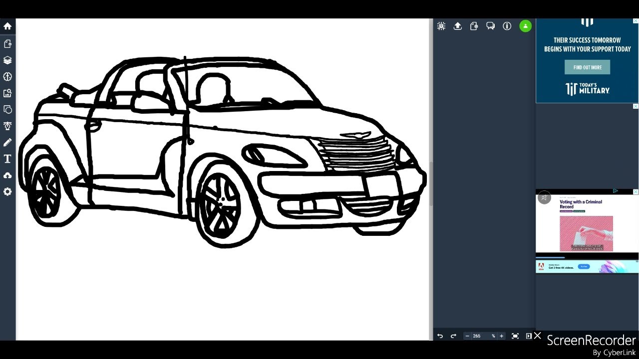 How to draw a 2005 Chrysler PT Cruiser Convertible - YouTube