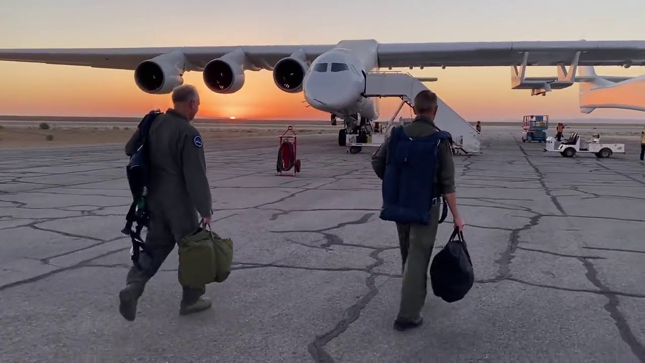 Stratolaunch Roc test pilots boarding the plane - return to flight a ...