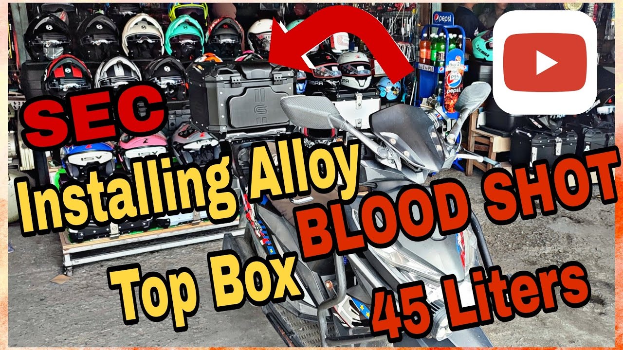 ALLOY TOP BOX I SEC BLOOD SHOT 45 Liters I INSTALLED ON HONDA BEAT FI ...