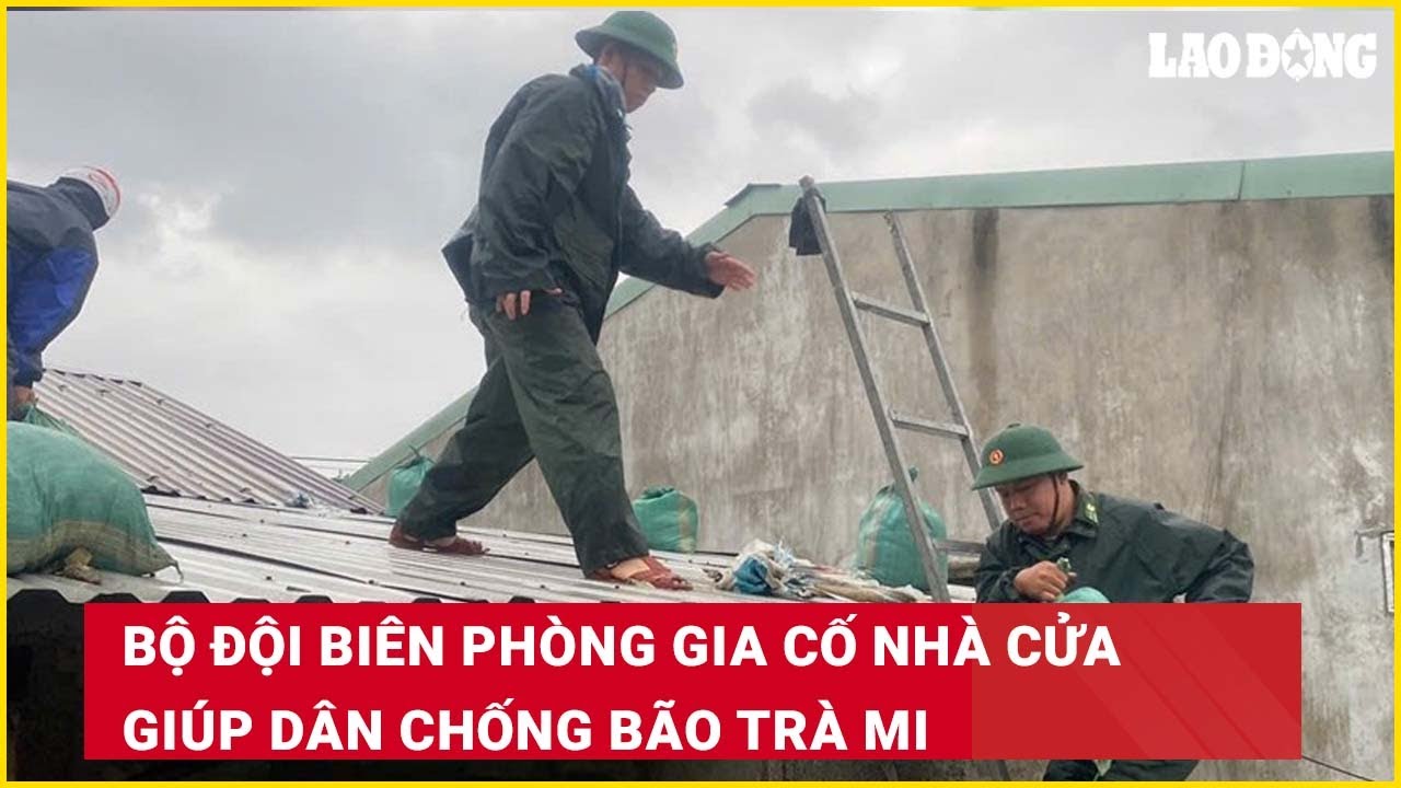 Bộ đội biên phòng gia cố nhà cửa giúp dân chống bão Trà Mi| Báo Lao ...